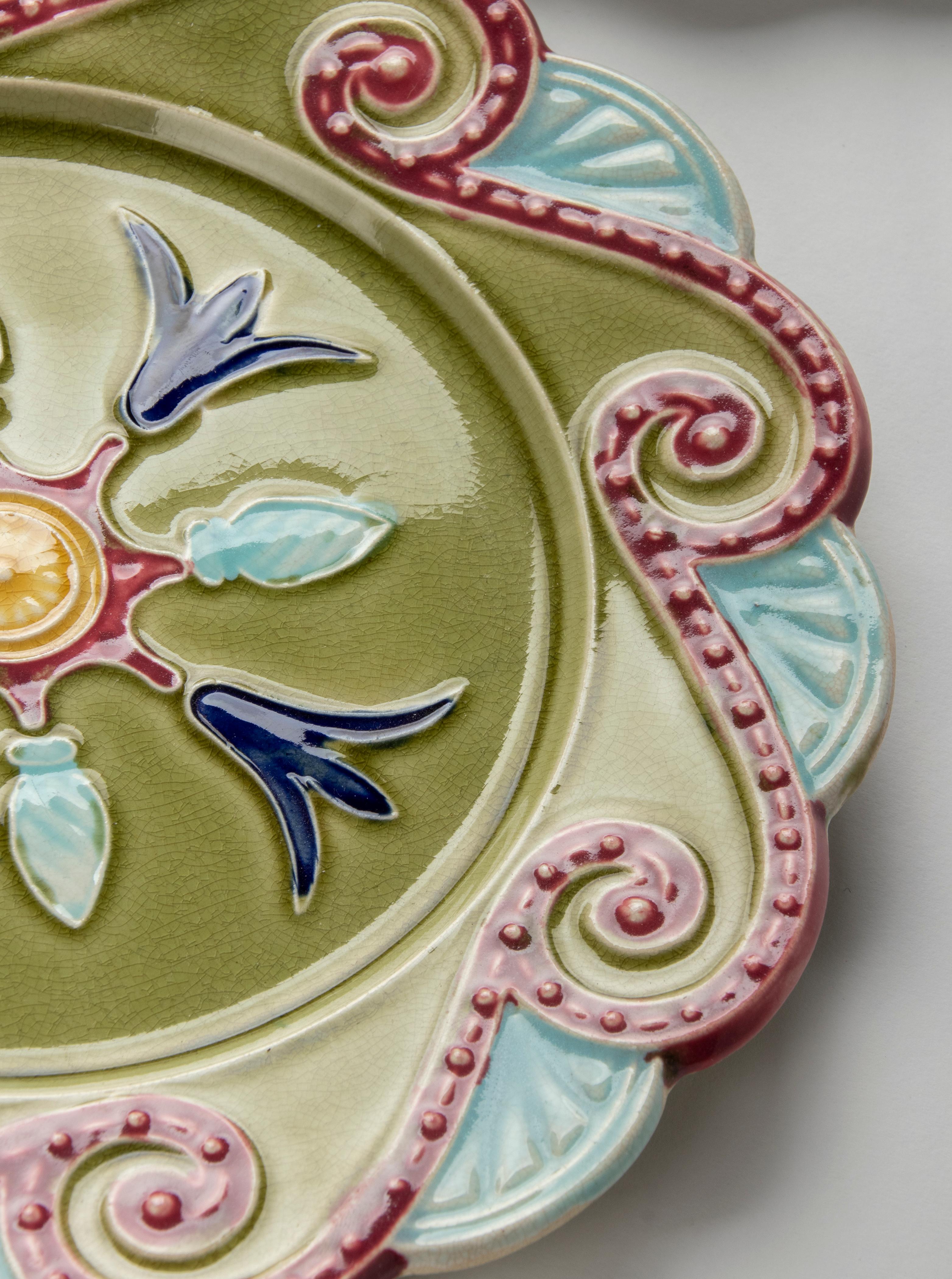 Set of 2 19th Century Majolica Decorative Plates For Sale at 1stDibs ...