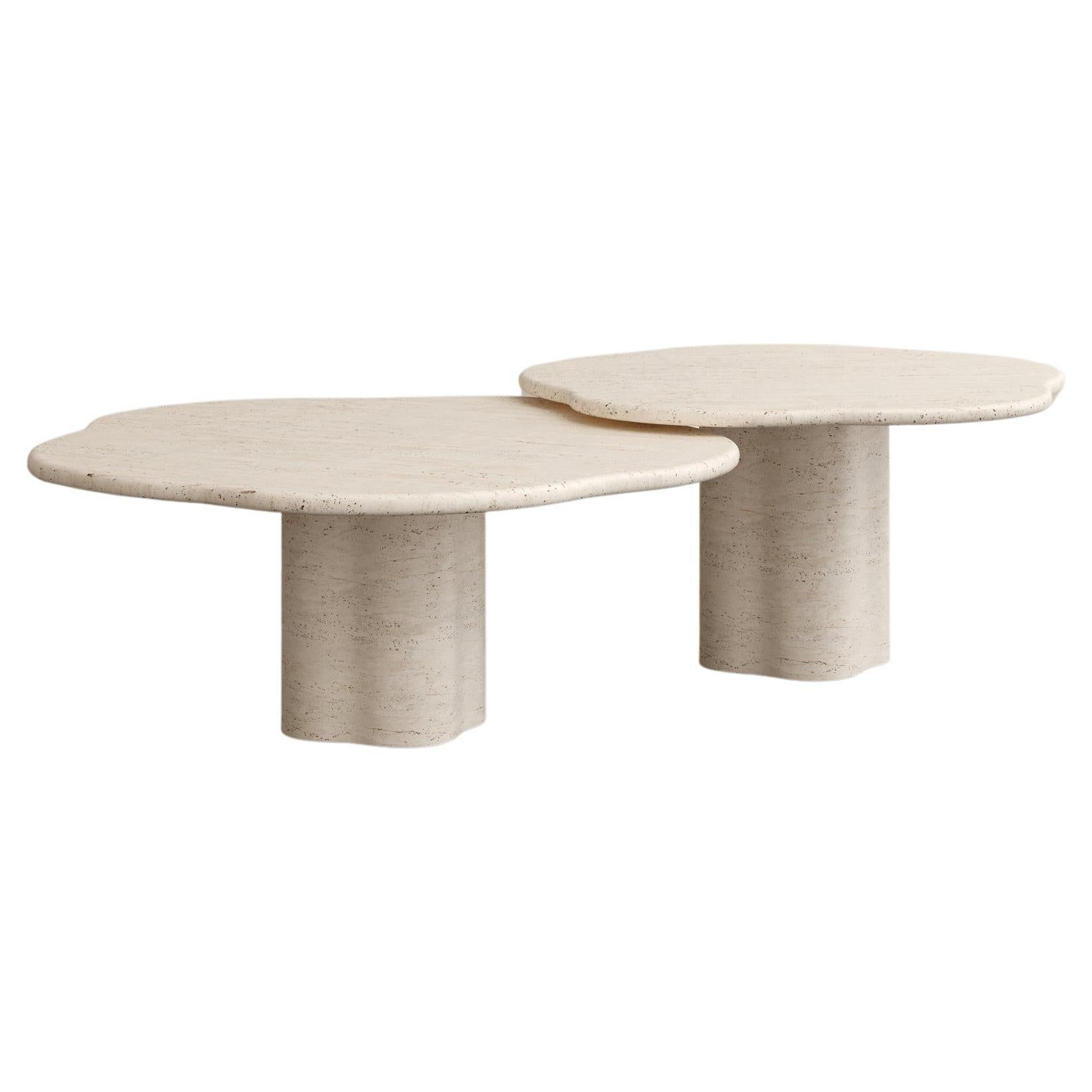 Handcrafted w/ Plaster - Textured Coffee Table set “Sami” – Organic ...