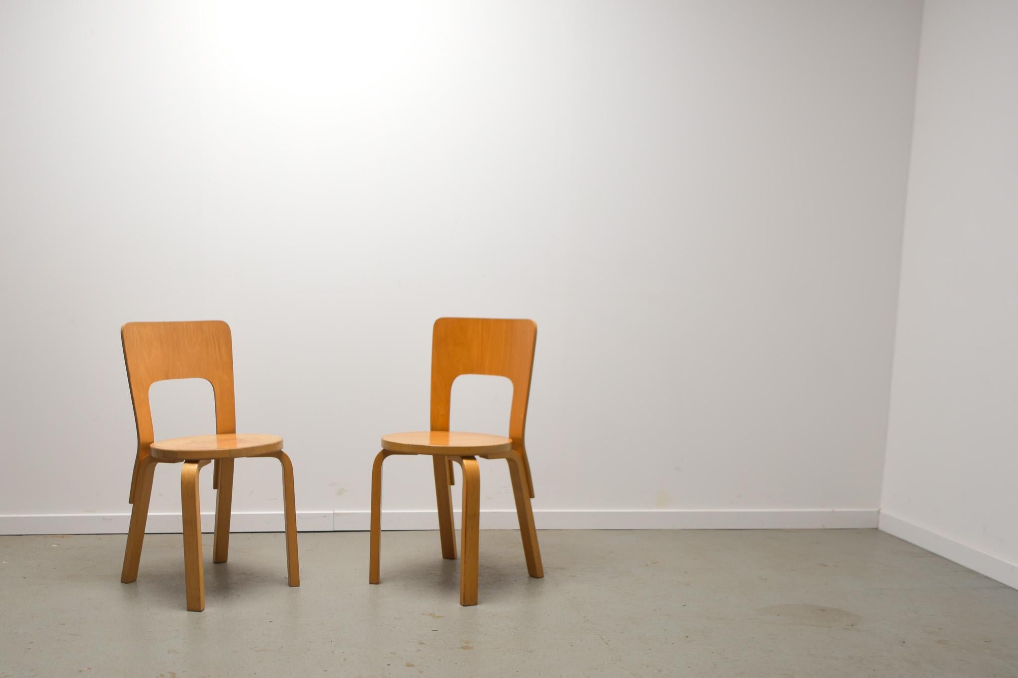 Set of 2 Alvar Aalto Model 66 Chairs at 1stDibs