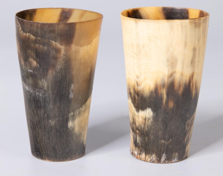 Set of 2 Antique 19th Century English Horn Stirrup Cups For Sale at 1stDibs