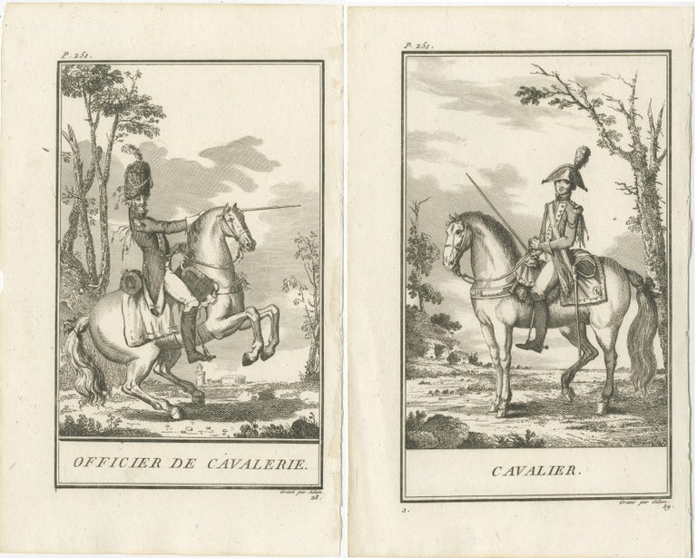 Set of 2 Antique Horse Riding Prints, Cavalry Officer, Cavalry Soldier ...