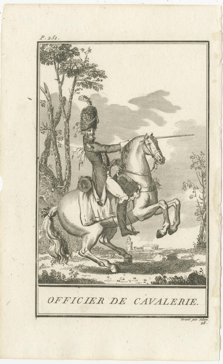 Set of 2 Antique Horse Riding Prints, Cavalry Officer, Cavalry Soldier ...