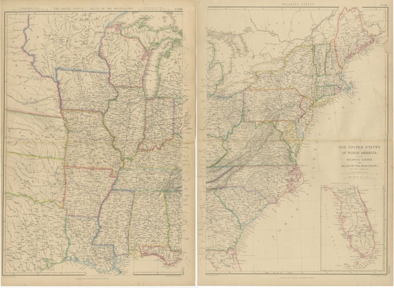 Set of 2 Antique Maps of the United States by W. G. Blackie, 1859 For ...