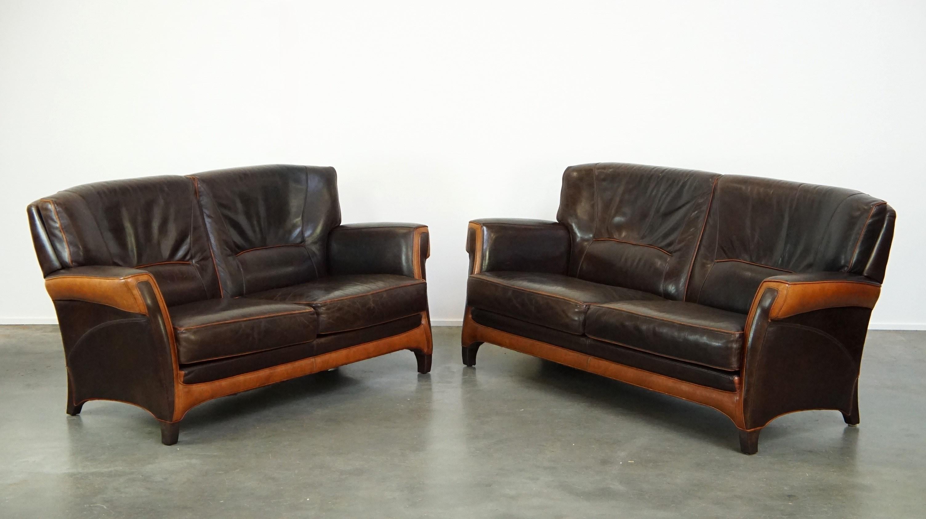 Set of 2 Art Nouveau style design sofas by Mol and Geurts 2-seater/2.5 ...