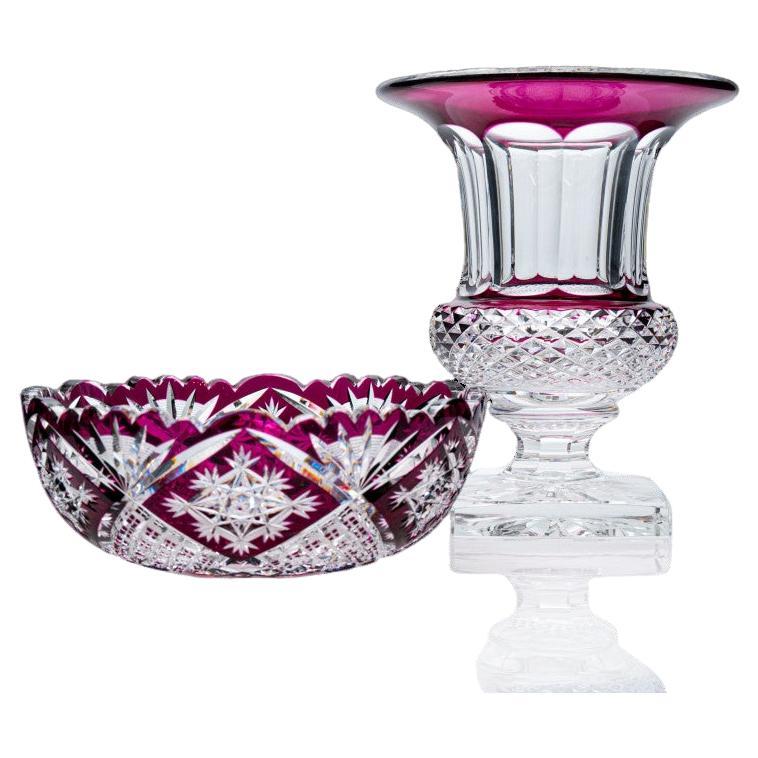 Set of 2 Baccarat and Saint Louis Items, Violet Crystal, France, 1930 ...
