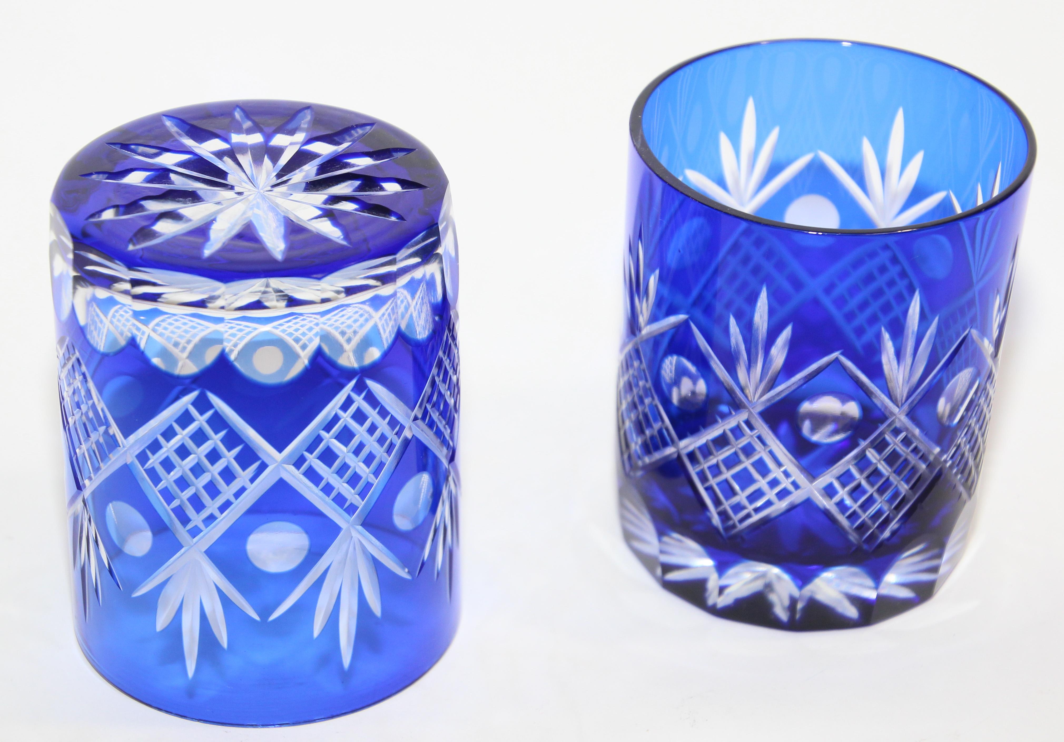 Set of 2 Baccarat Sapphire Blue Cut Crystal at 1stDibs | crystal blue cut