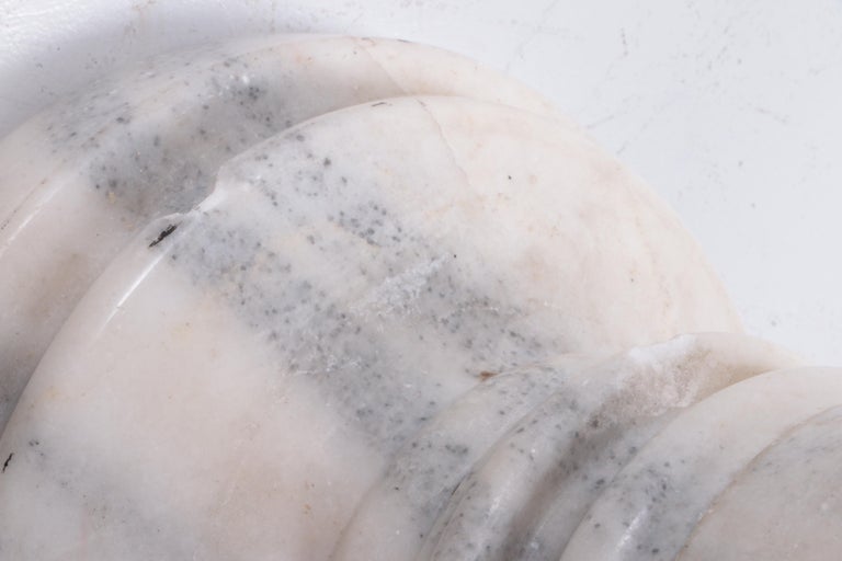 Set of 2 Beautiful White Grey Veined Marble Pedestals, France, 1920 For ...
