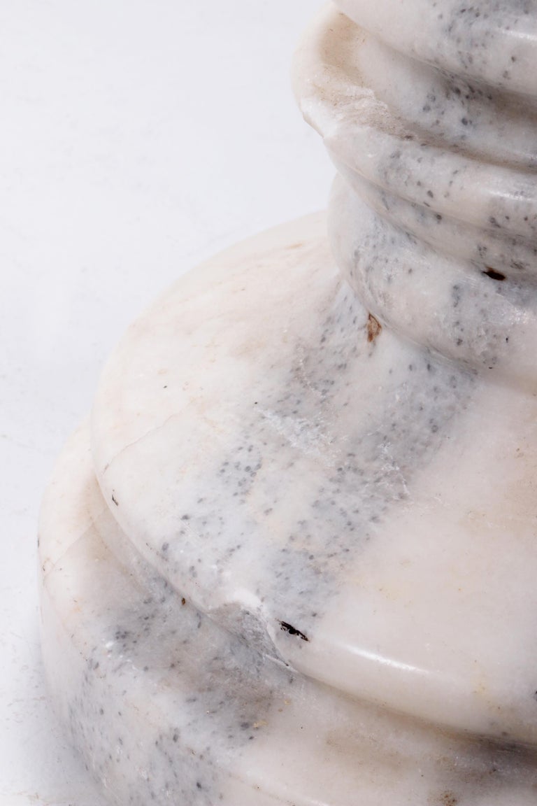 Set of 2 Beautiful White Grey Veined Marble Pedestals, France, 1920 For ...