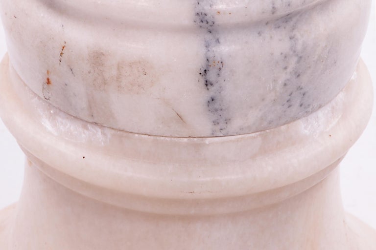 Set of 2 Beautiful White Grey Veined Marble Pedestals, France, 1920 For ...