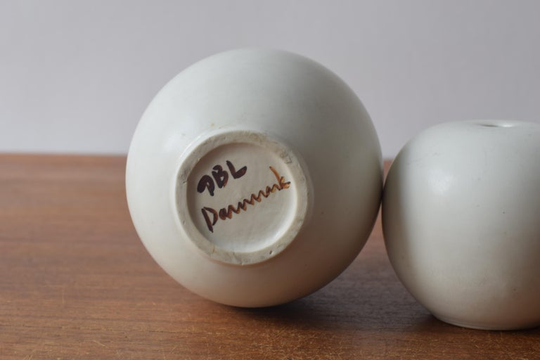 Set of 2 Beige Vases by Preben Brandt-Larsen, Danish Modern Studio ...