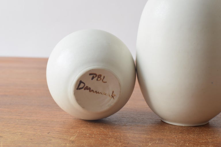Set of 2 Beige Vases by Preben Brandt-Larsen, Danish Modern Studio ...