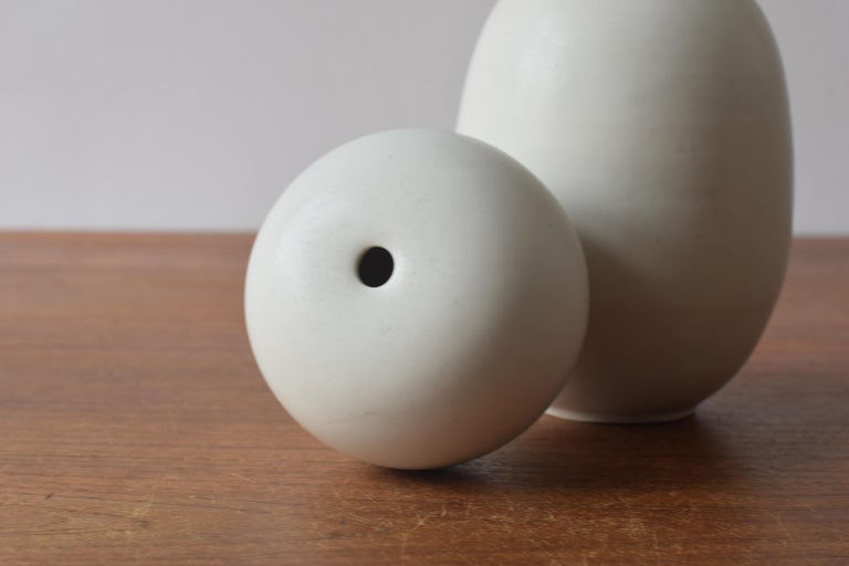 Set of 2 Beige Vases by Preben Brandt-Larsen, Danish Modern Studio ...