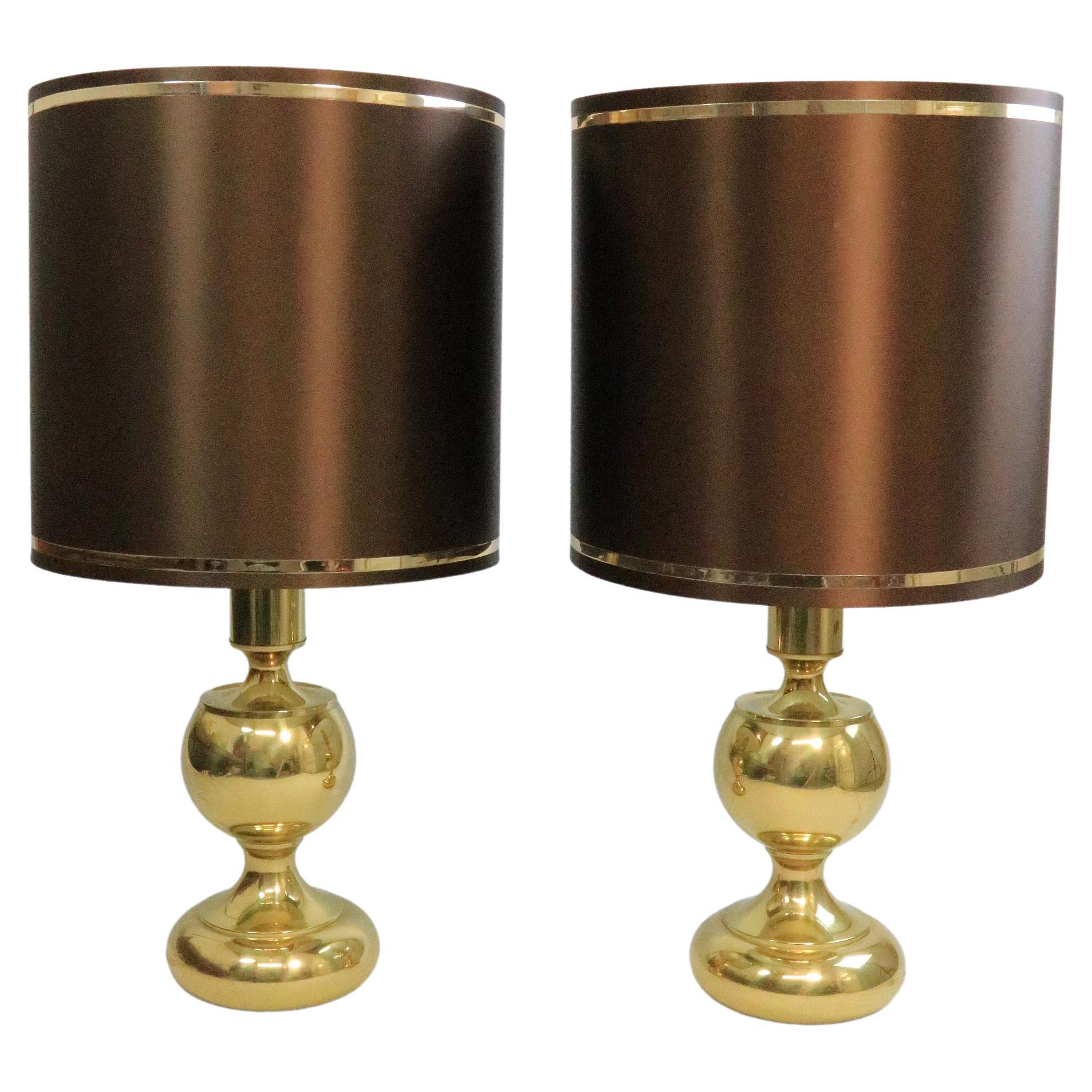 Set of 2 Big Table Lamps, Golden Base, Luxury, Original 1970s For Sale ...