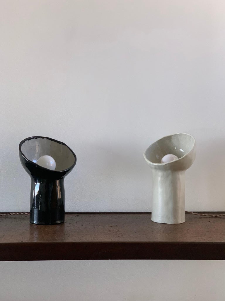 Set of 2 Black and White Cyclope Lamps For Sale at 1stDibs