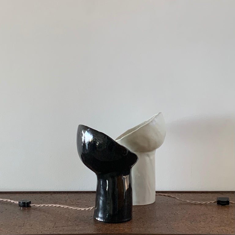 Set of 2 Black and White Cyclope Lamps For Sale at 1stDibs