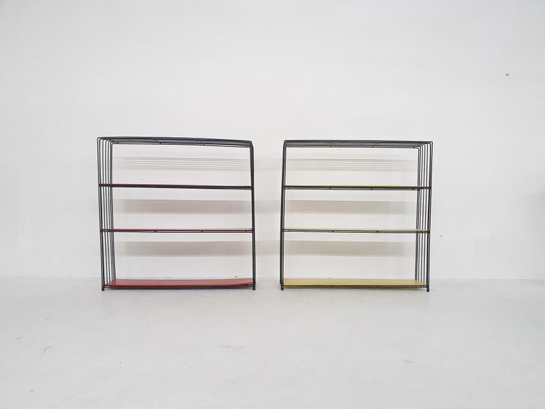 Set of 2 Black Metal Room Dividers or Bookcase by Tjerk Reijenga for ...