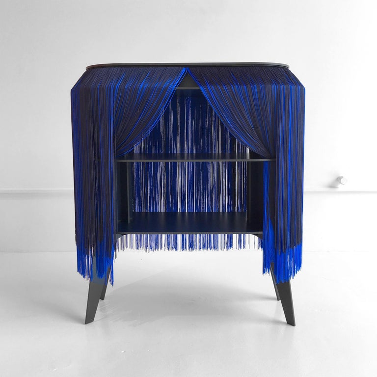 Set of 2 Blue Fringe Side Tables or Nightstand, Made in France For Sale ...
