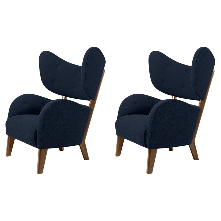 Set of 2 Blue Sahco Zero Smoked Oak My Own Chair Lounge Chairs by ...