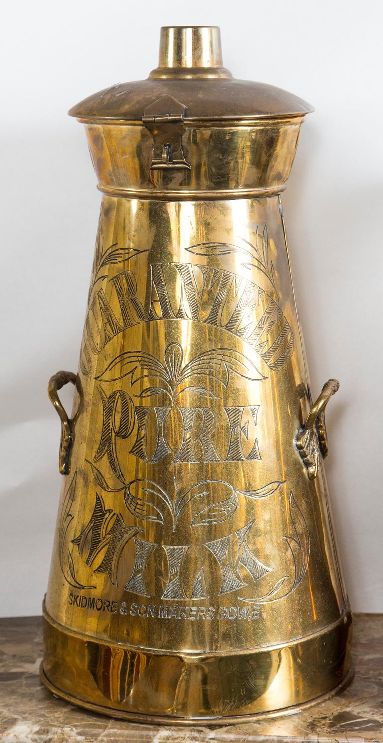 Set of 2 Brass Milk Containers For Sale at 1stDibs
