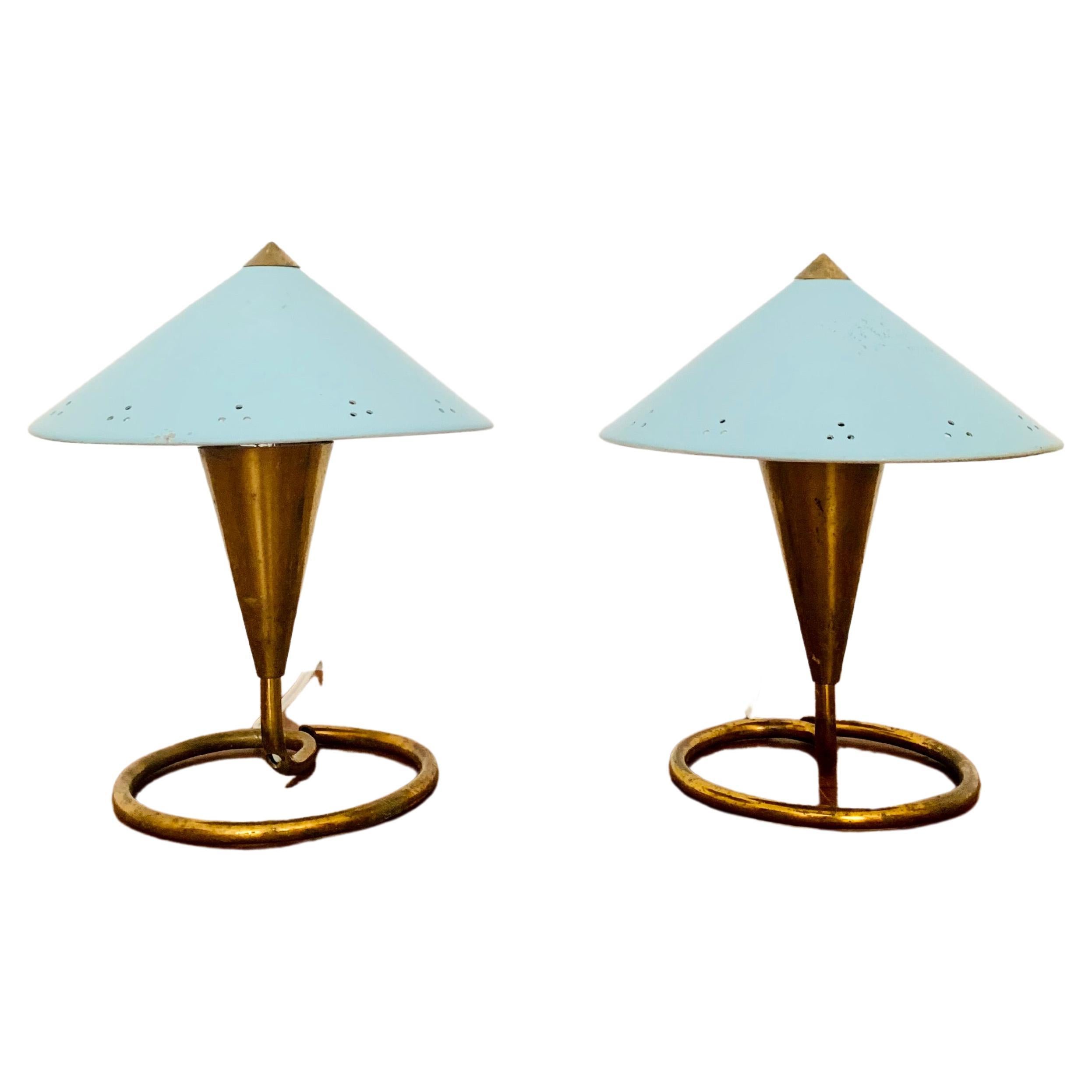 Set of 2 Brass Table Lamps For Sale at 1stDibs