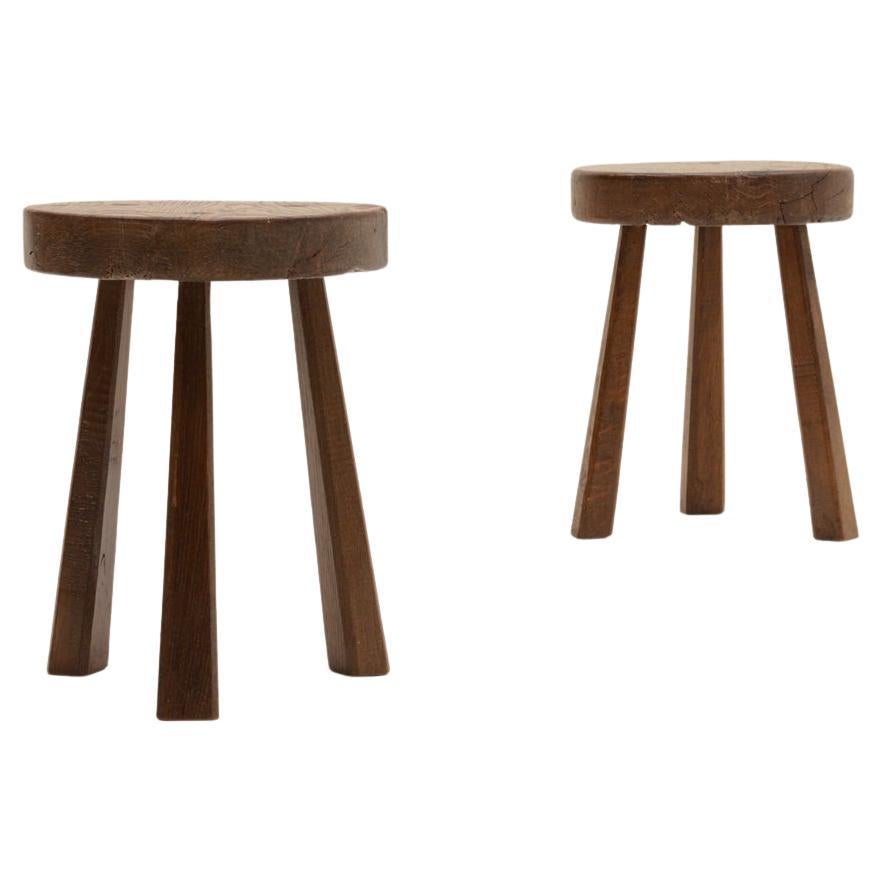 50s California iron and leather sling stool at 1stDibs