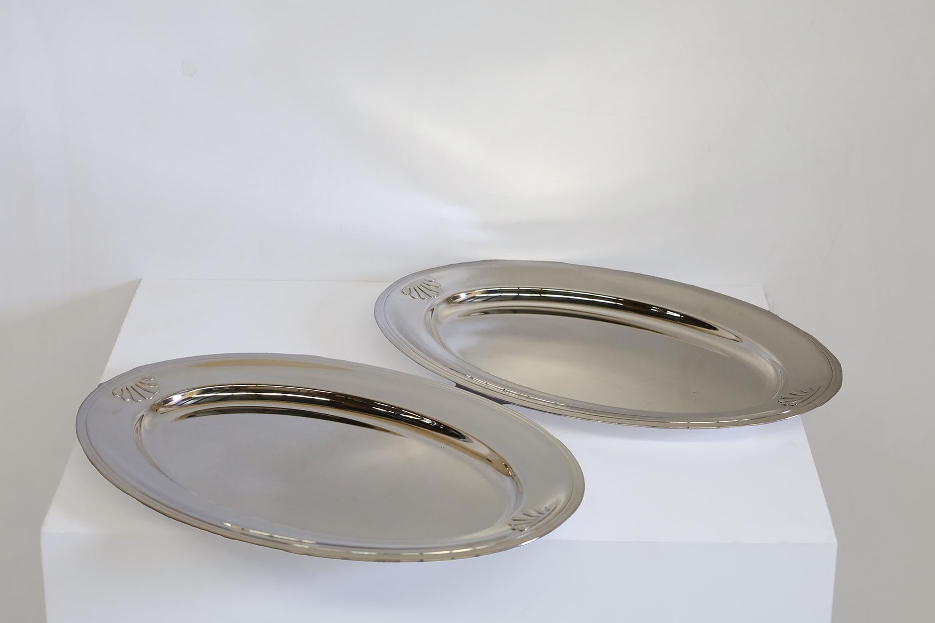 Set of 2 Christofle Arcantia Silver-Plated Oval Platters at 1stDibs