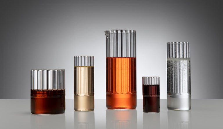 Ensemble de 2 verres Collins contemporains en verre faits à la main ...