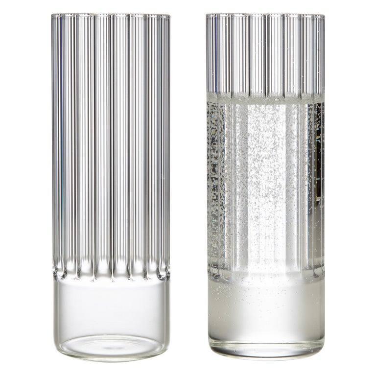 Set of 2 Contemporary Glass Handmade Collins Glasses, Flight Collection ...