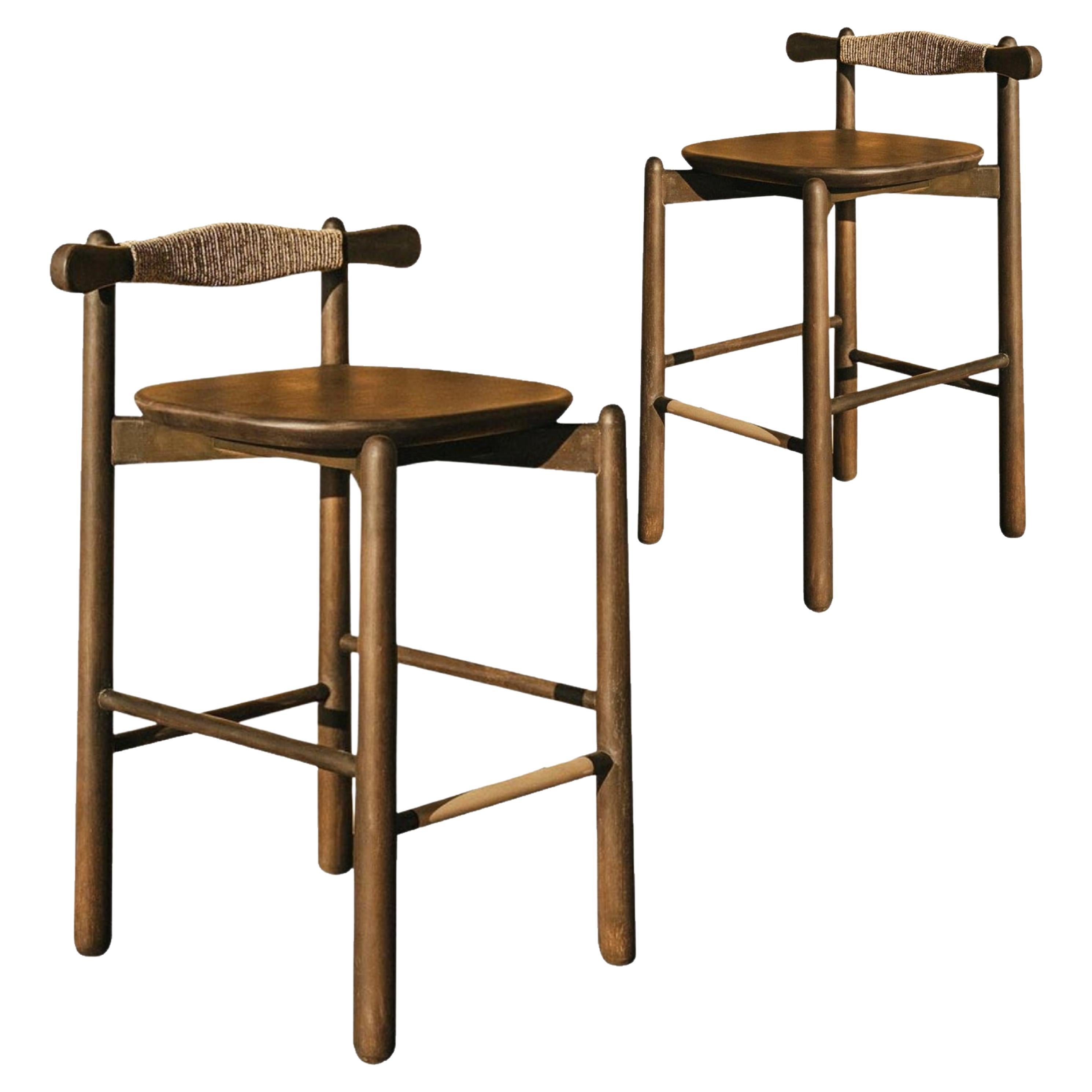 Set of 2 Inácio Stools in brazilian solid wood. For Sale at 1stDibs