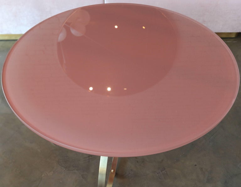 Two Custom Brass Coffee Tables with Reverse Painted Glass Top by Adesso ...
