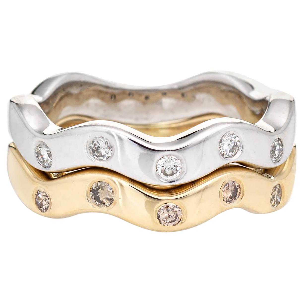 Vintage Puffed Hearts Eternity Ring Diamond 18 Karat Two-Tone Gold ...