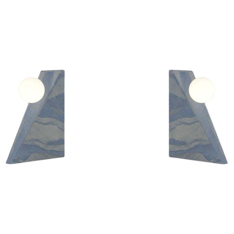 Set of 2, Dieus, L Table Lamp, Azul Macaubas Marble by Sissy Daniele ...