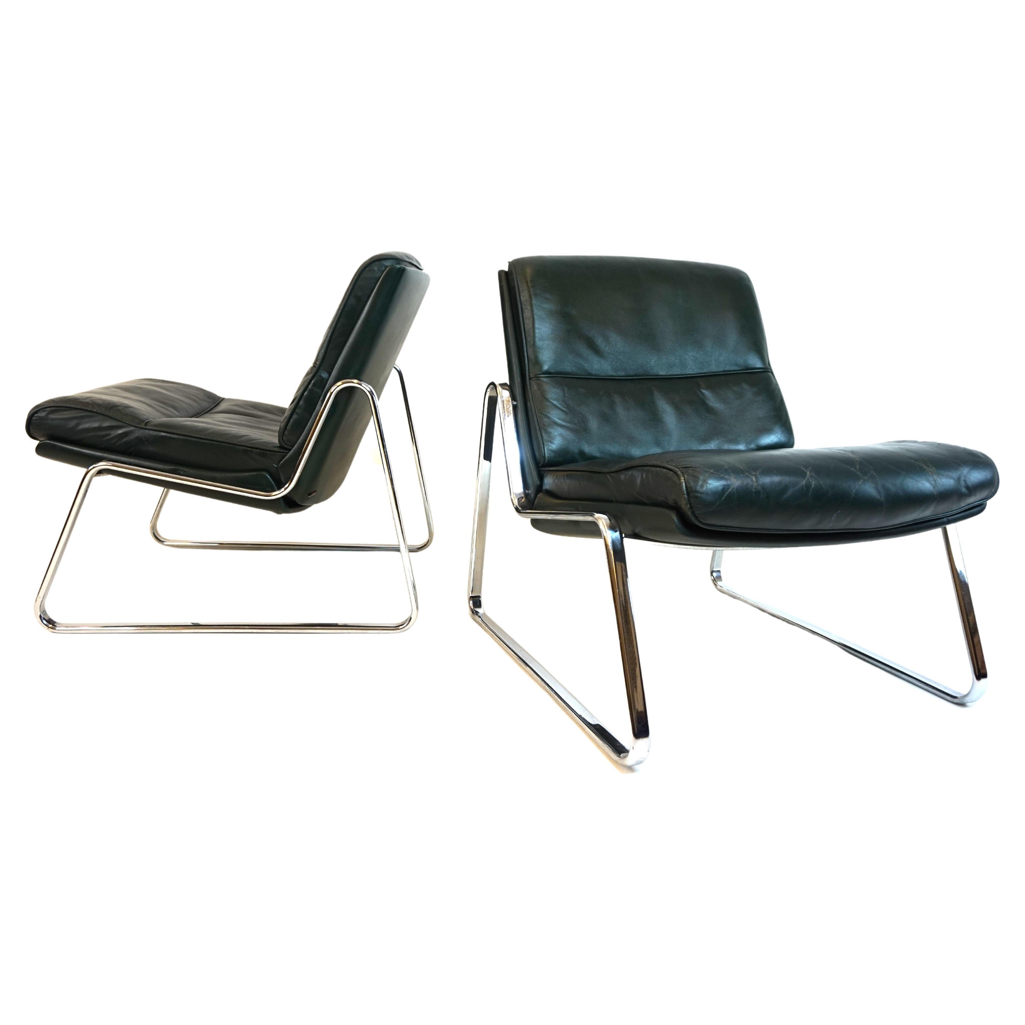 Set of 2 Drabert leather lounge chairs by Gerd Lange, Germany, 1960 For ...