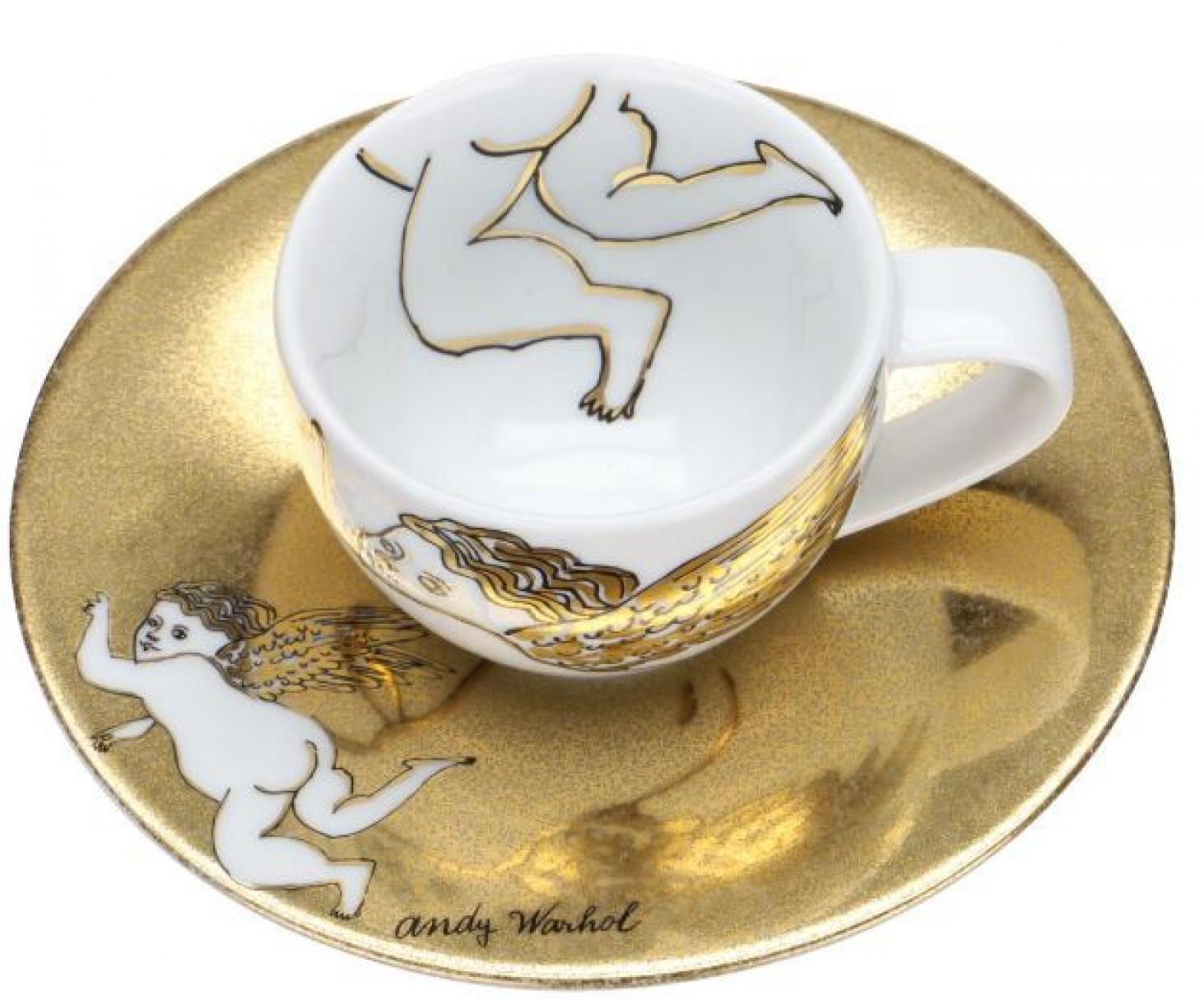 Set of 2 Espresso Cup and Saucer Golden Angels by Andy Warhol for ...