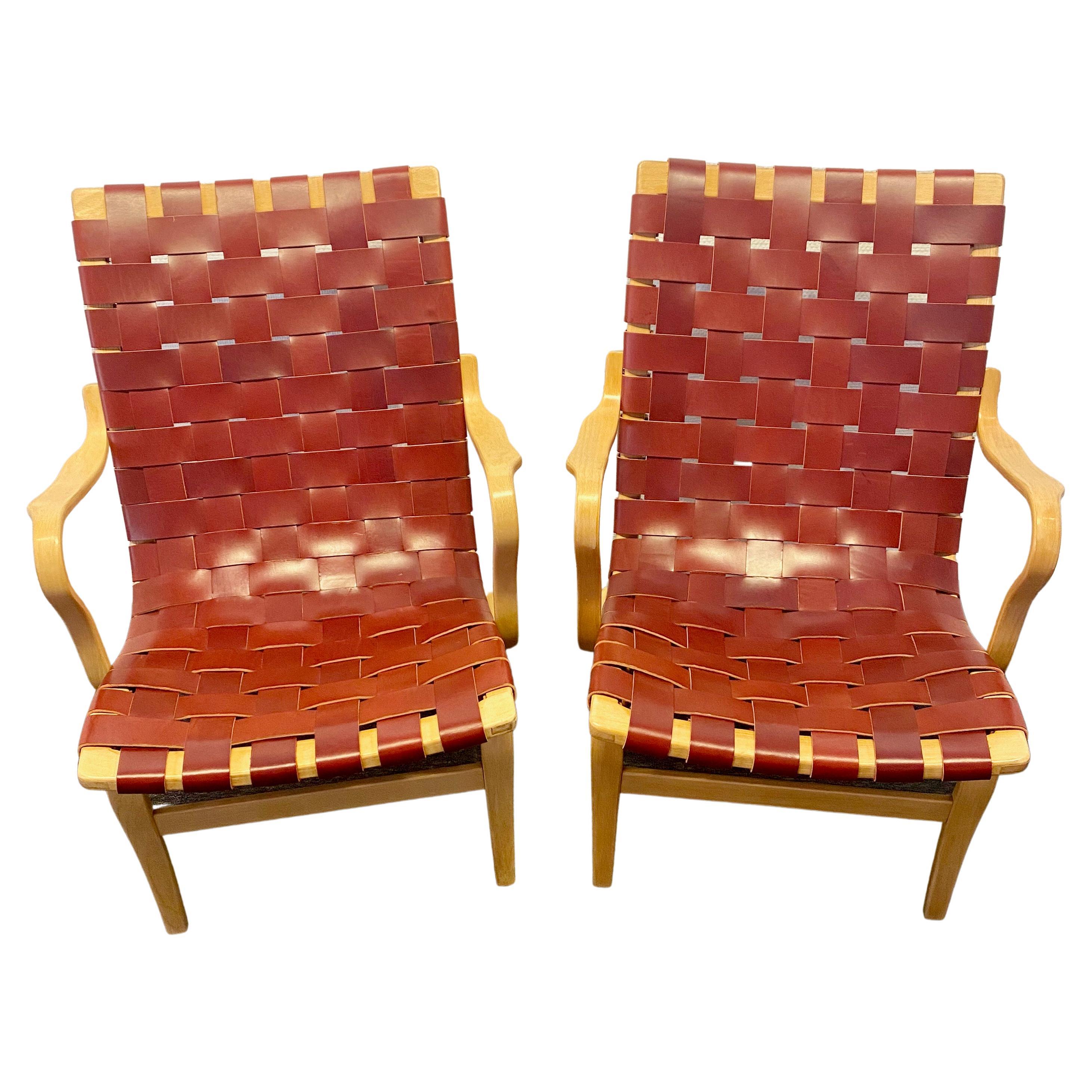 Set of 2 Eva-Chairs with Leather Girths by Bruno Mathsson For Sale at ...