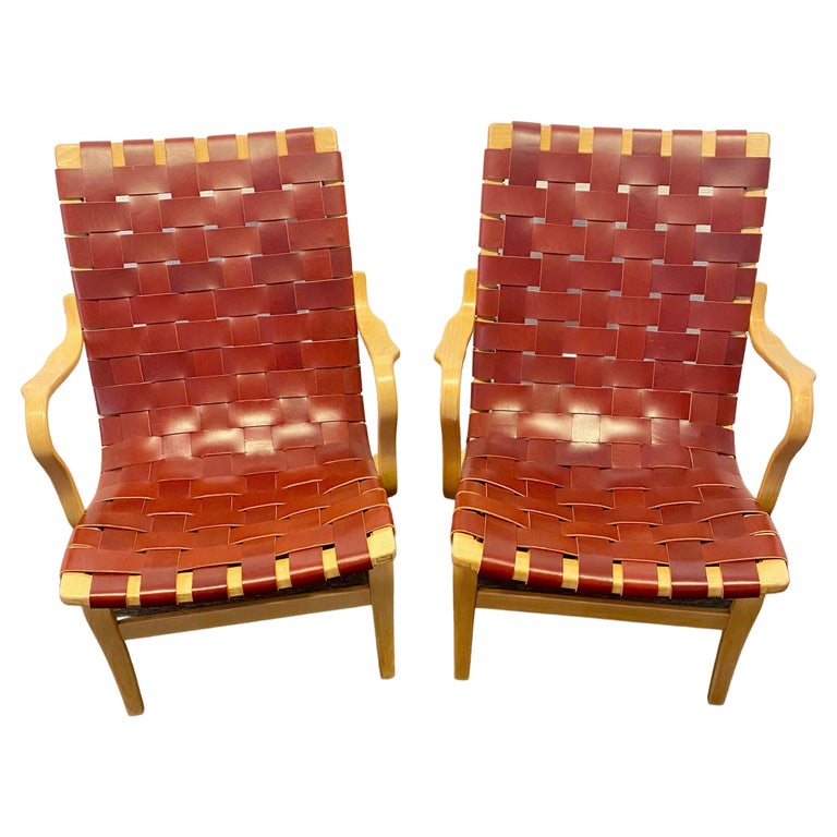 Set of 2 Eva-Chairs with Leather Girths by Bruno Mathsson For Sale at ...