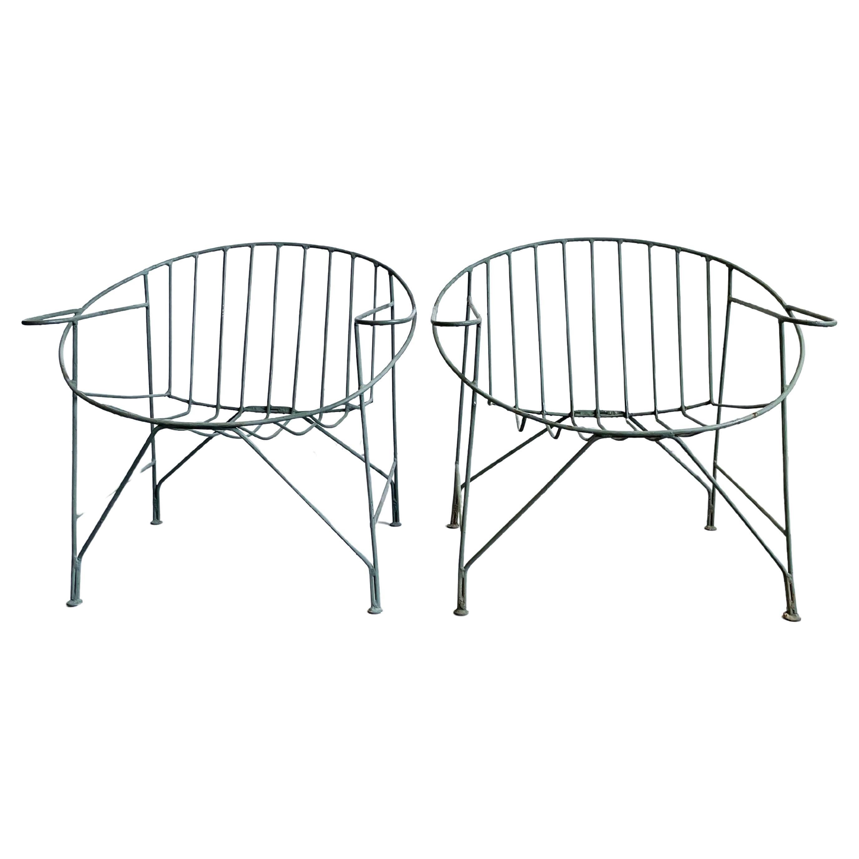 Set of 3 Steel Hoop 1950s Poolside Lounge Chairs Hairpin Front Legs ...
