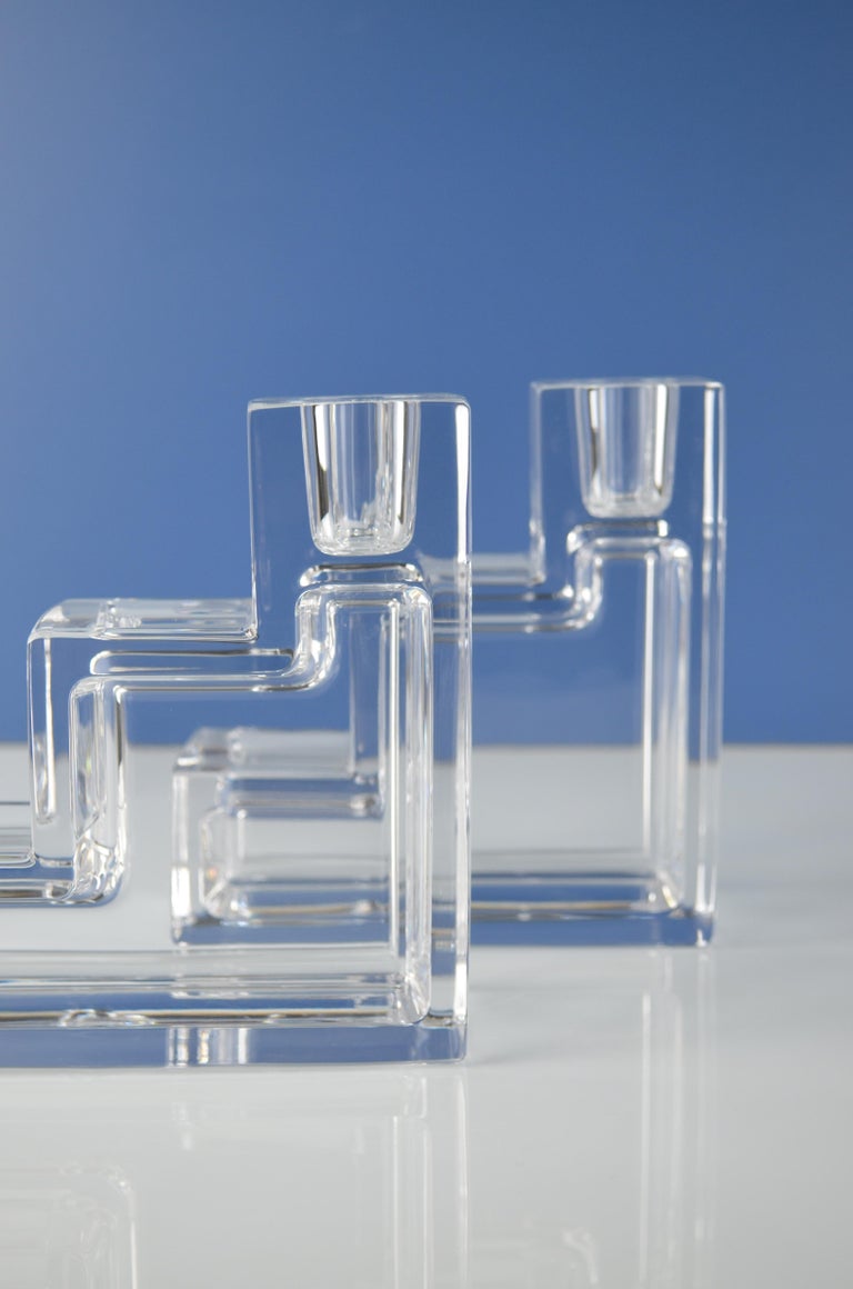 Set of 2 Glass Candlesticks "Pristine Table Architecture" by Wilber ...