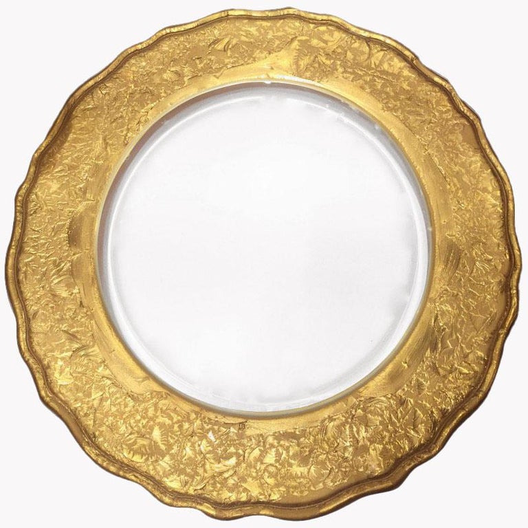 Set of 2 Gold Engraved Large Presentation Plates For Sale at 1stDibs