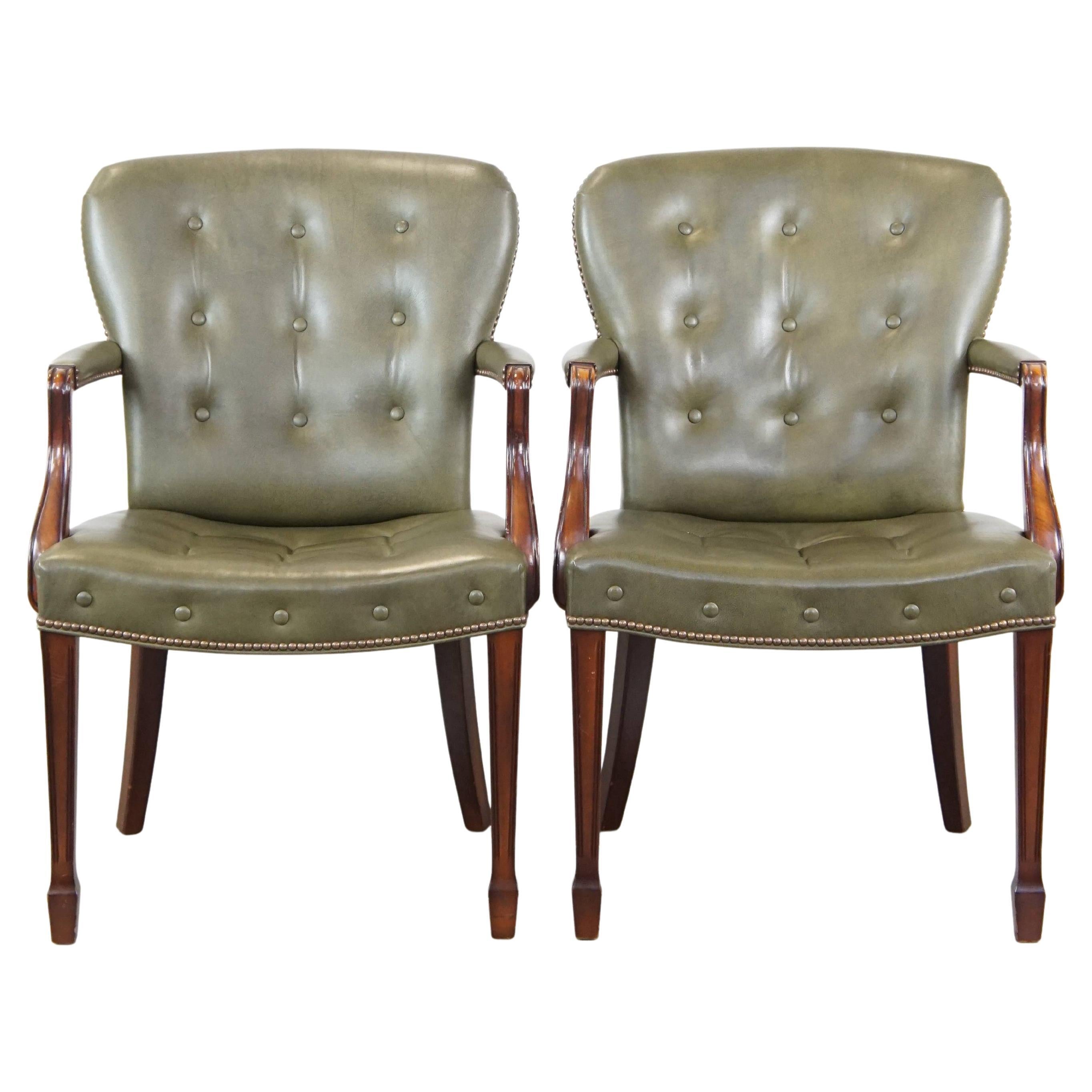 Green cowhide Heldense English-style chesterfield desk/side chair For ...