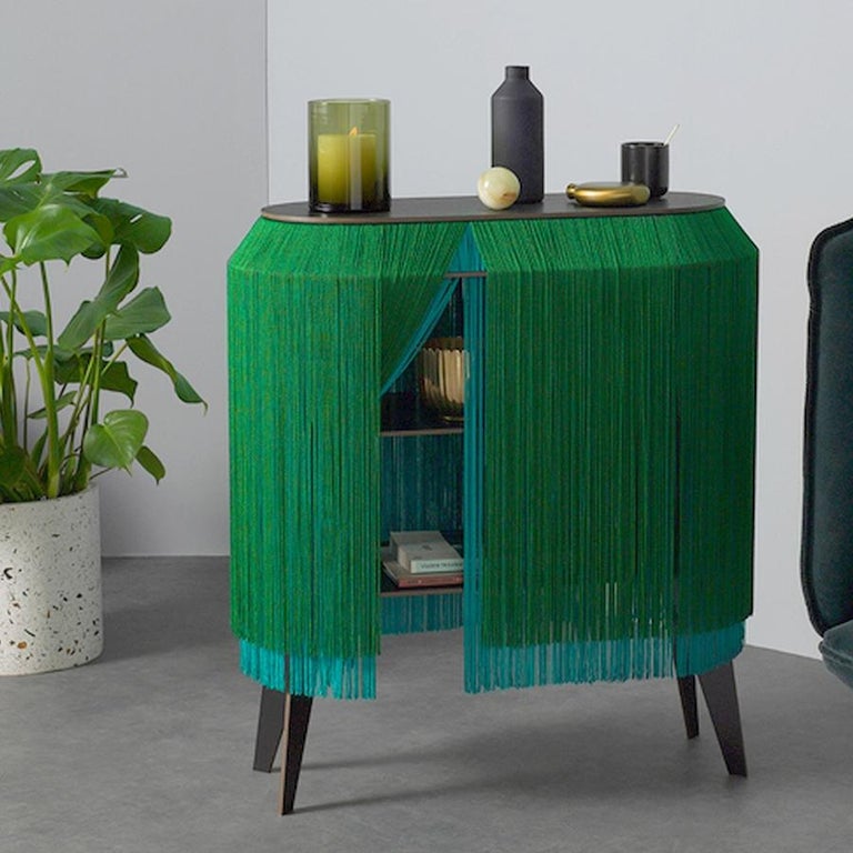 Set of 2 Green Fringe Side Tables or Nightstand, Made in France For ...