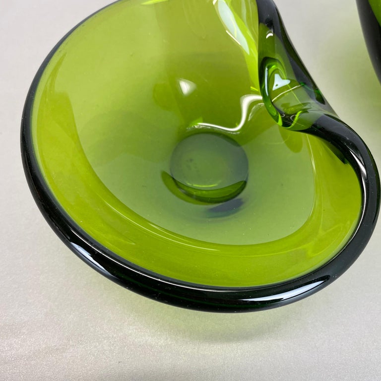 Set of 2 Green Glass Shell Bowls by Per Lutken for Holmegaard, Denmark ...
