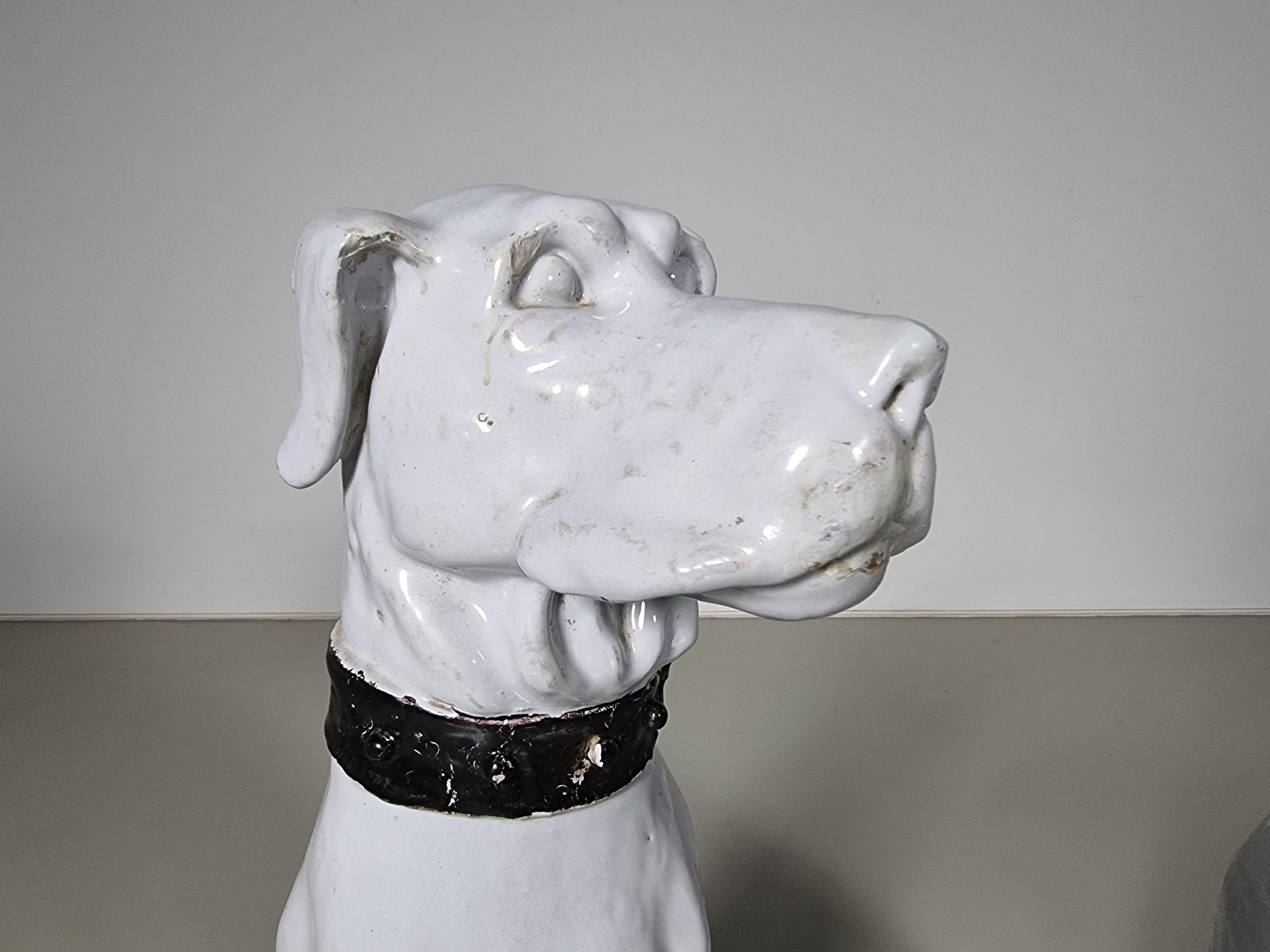 Set of 2 Handpainted Ceramic Dog Sculptures, Italy, 1920s at 1stDibs