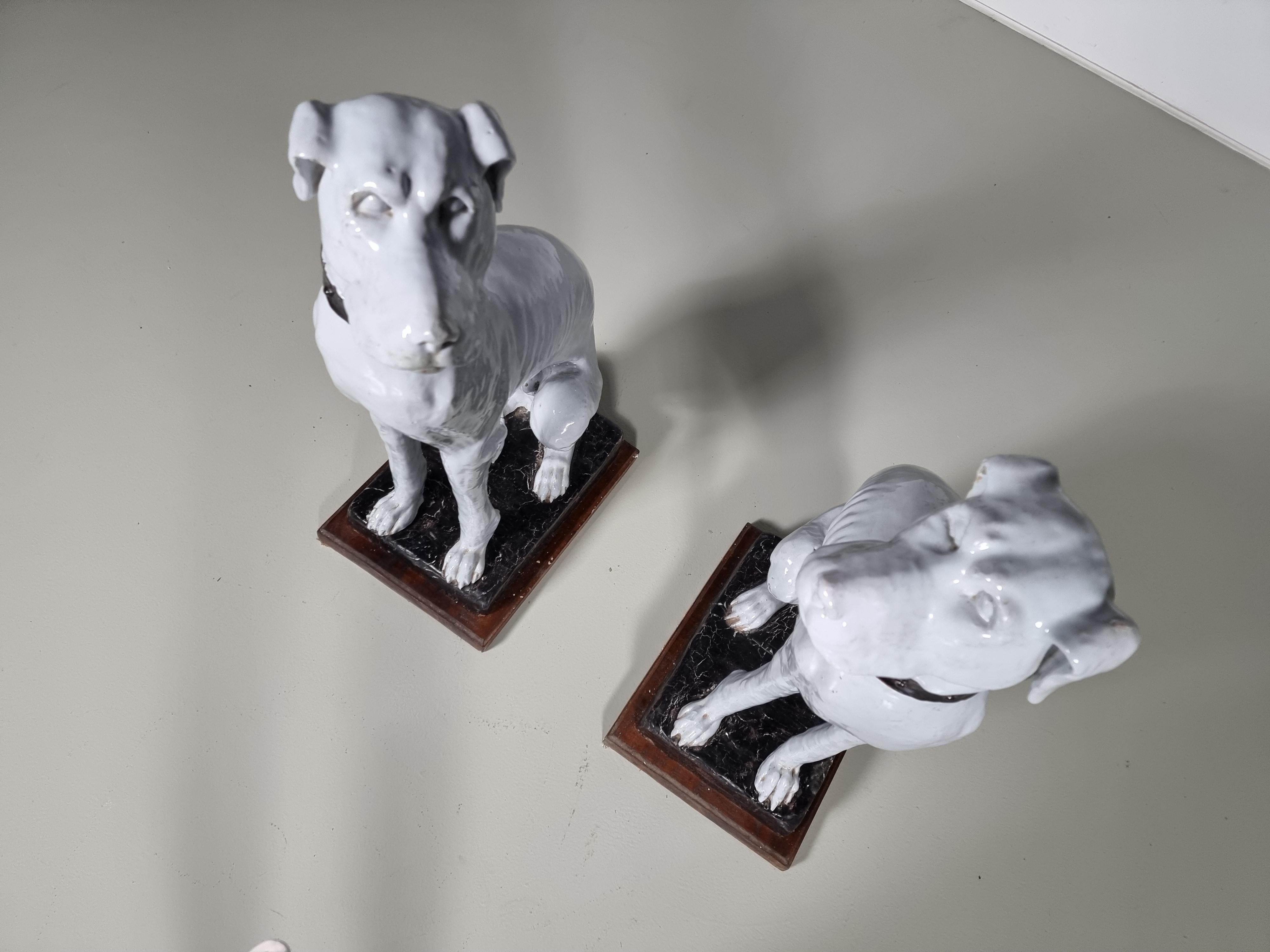 Set of 2 Handpainted Ceramic Dog Sculptures, Italy, 1920s at 1stDibs