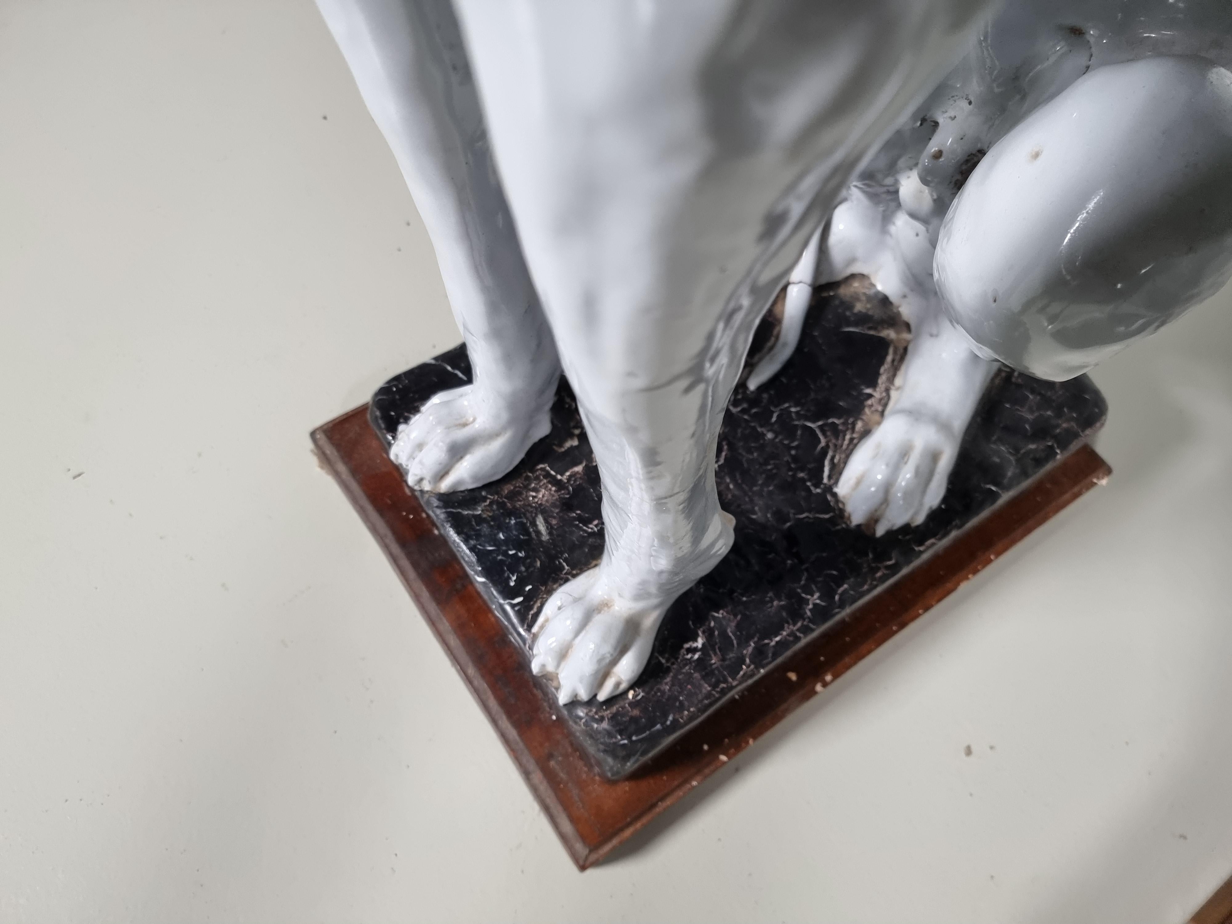Set of 2 Handpainted Ceramic Dog Sculptures, Italy, 1920s at 1stDibs