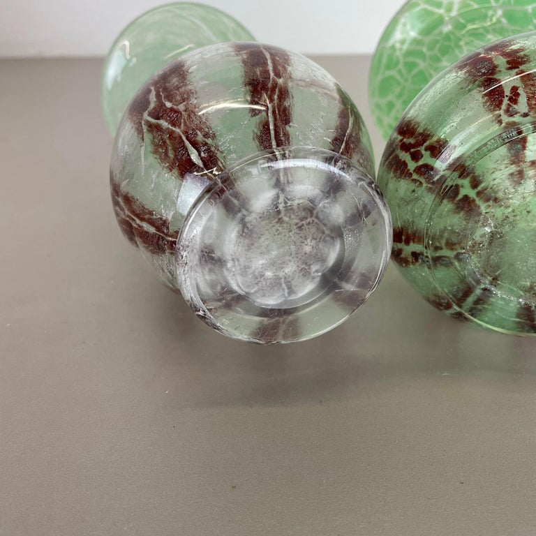 Set of 2 Ikora Glass Vases by Karl Wiedmann for WMF Germany, 1930s ...
