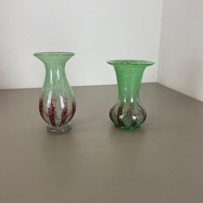 Set of 2 Ikora Glass Vases by Karl Wiedmann for WMF Germany, 1930s ...