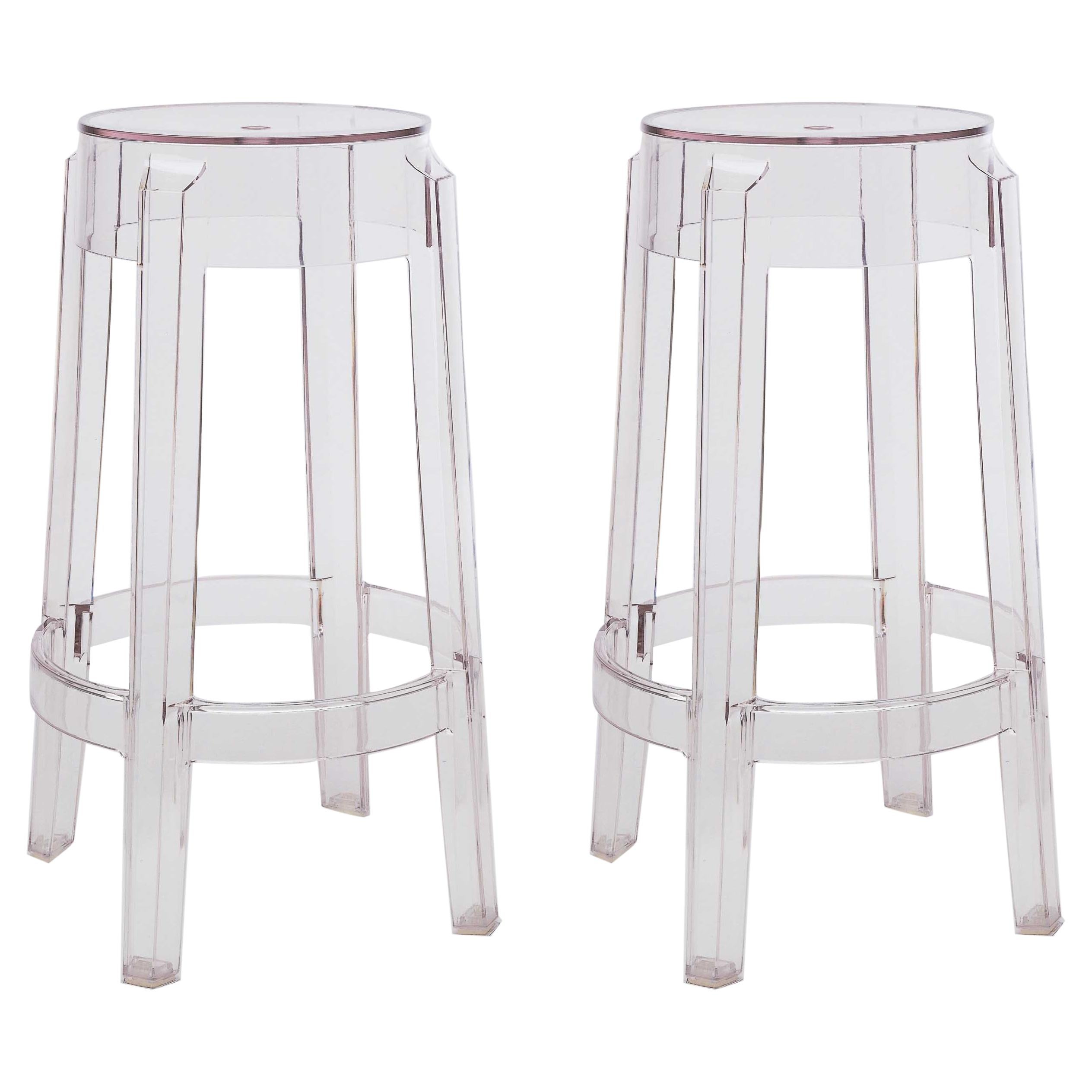 Set of 2 Kartell Charles Ghost Large Stools in Powder Blue by Philippe ...