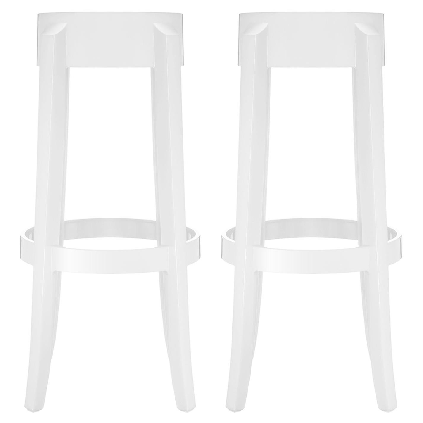 Set of 2 Kartell Charles Ghost Large Stools in Powder Blue by Philippe ...