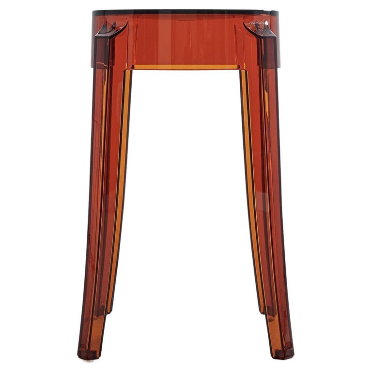 Set of 2 Kartell Charles Ghost Small Stools in Amber by Philippe Starck ...